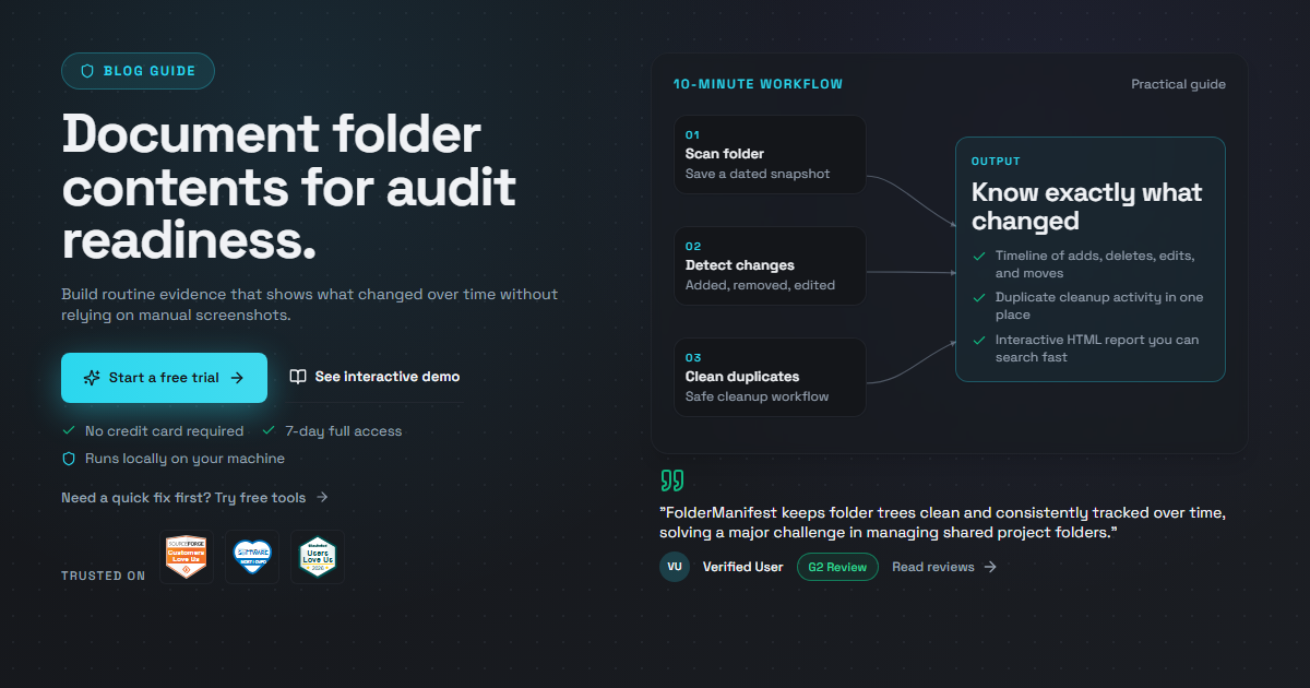 Document Folder Contents for Audit Readiness